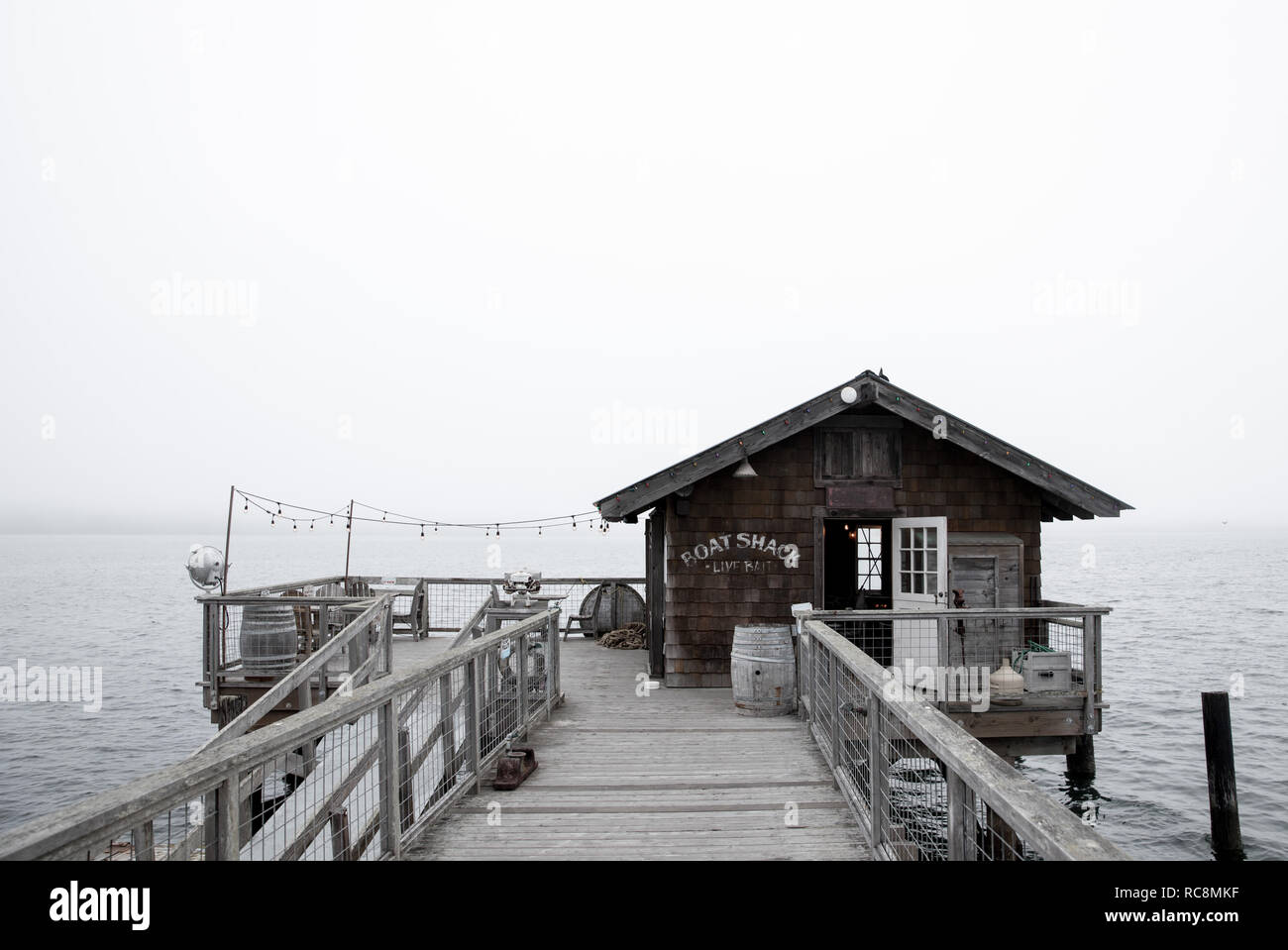 Dreamy Old Stilt House in Northern California in fog, Dock at the Sea ...