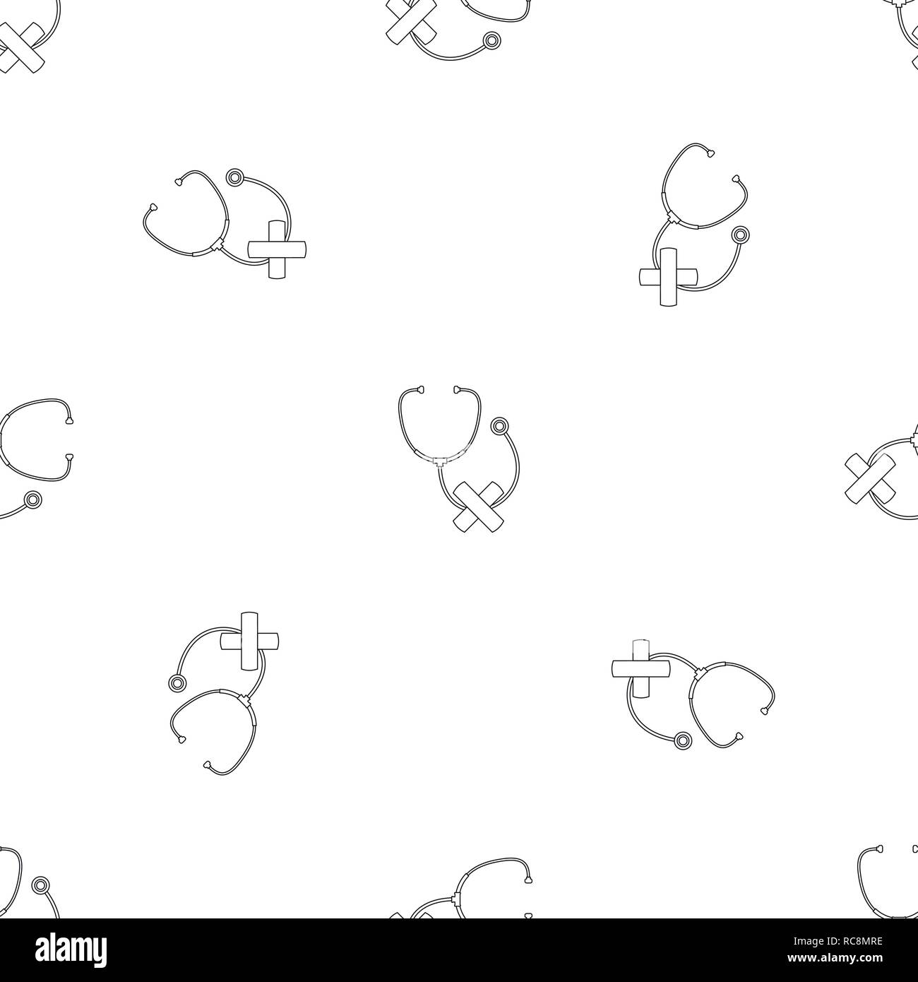 Stethoscope cross bandage icon. Outline illustration of stethoscope ...
