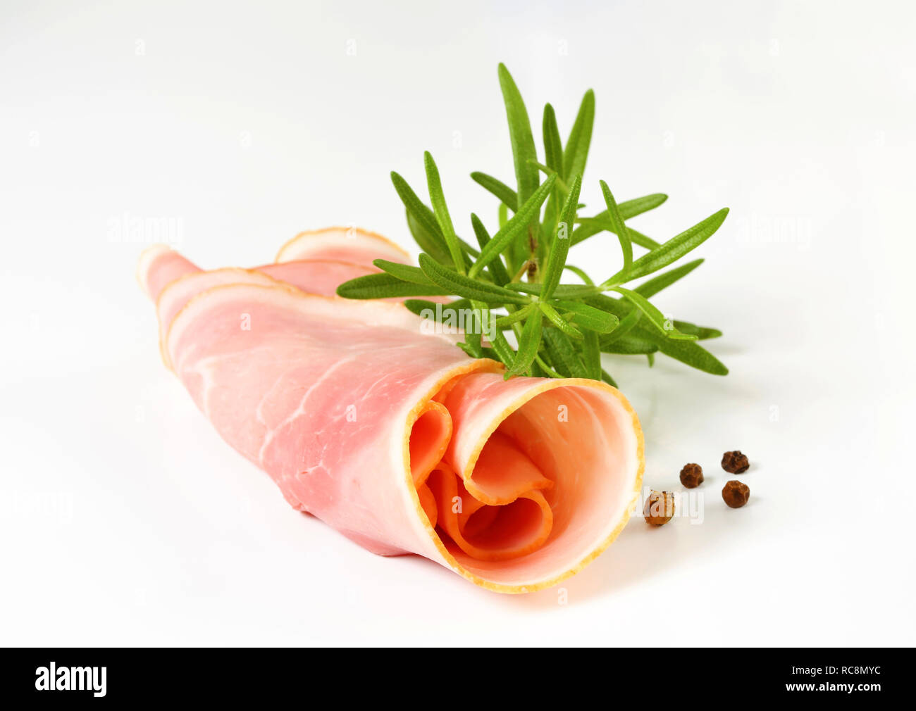 Thin slices of cooked ham (Prosciutto Cotto Stock Photo - Alamy