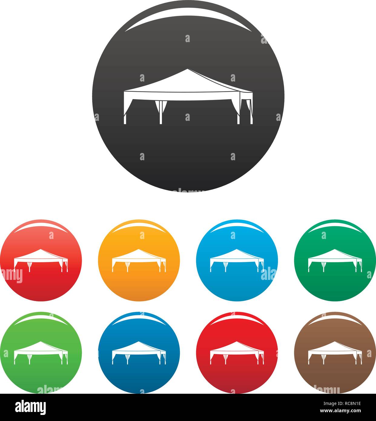 Event tent icons set 9 color vector isolated on white for any design ...