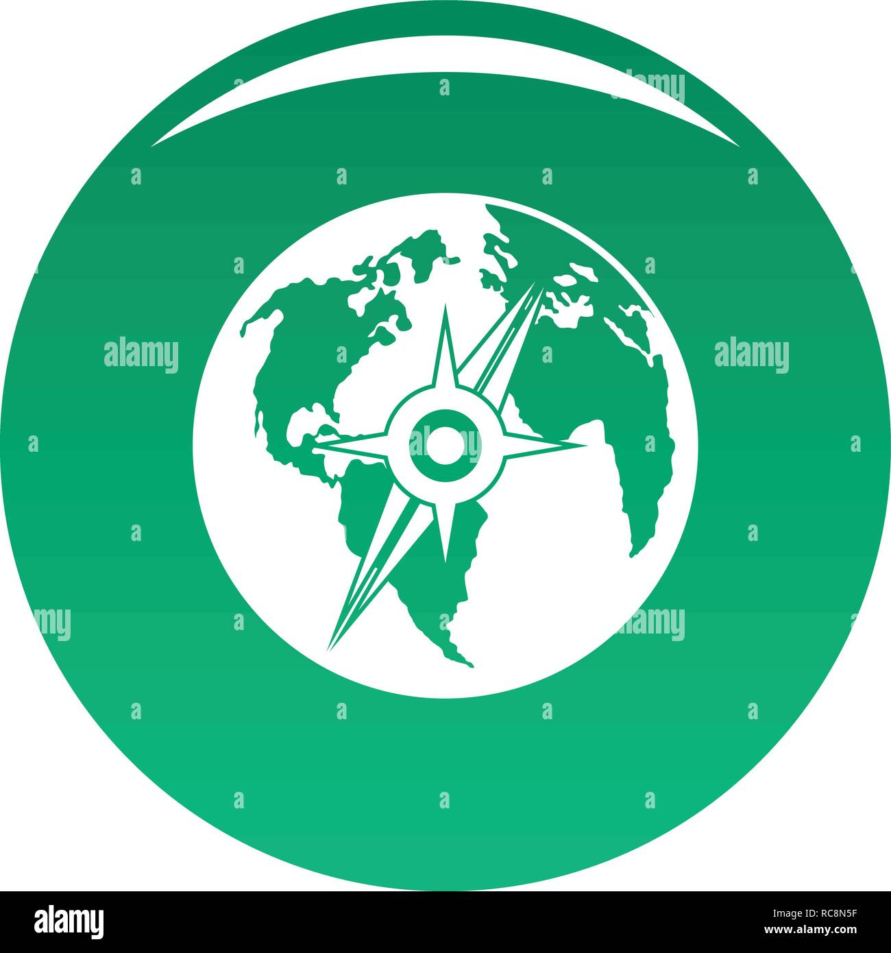 Compass on earth icon. Simple illustration of compass on earth vector ...