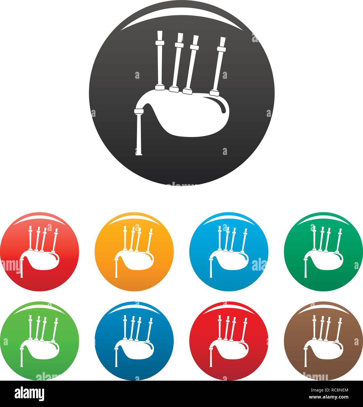 Bagpipes icons set 9 color vector isolated on white for any design ...
