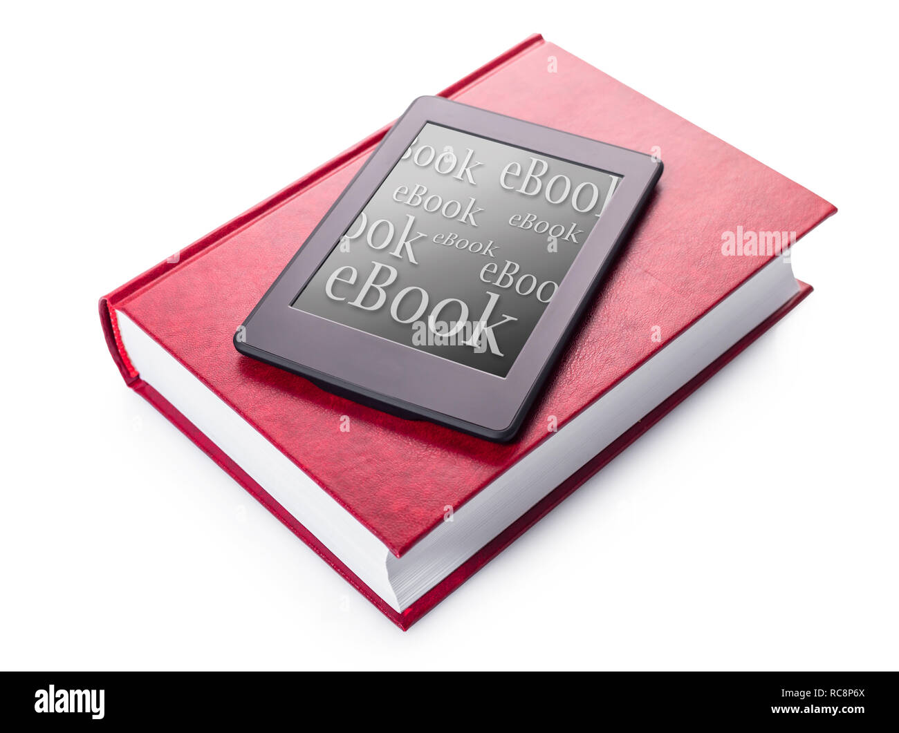 electronic and paper books on white isolated background Stock Photo - Alamy
