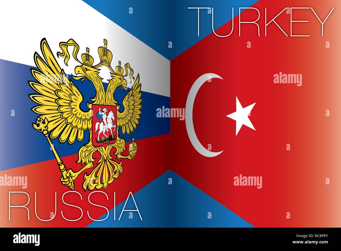 Russia versus Turkey flags, vector illustration Stock Vector Image ...