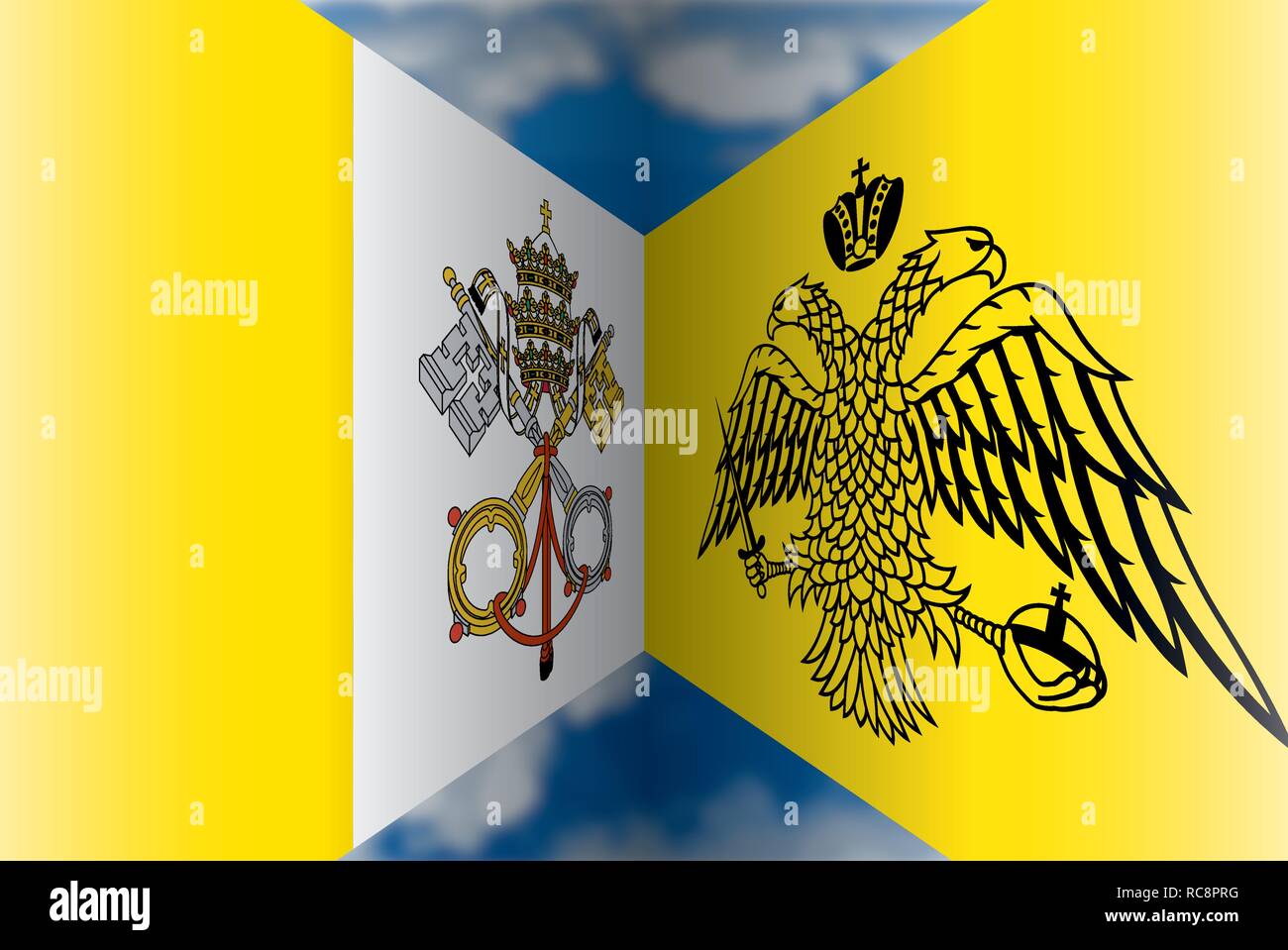 Vatican City versus Ortodox religion flags, vector illustration Stock ...
