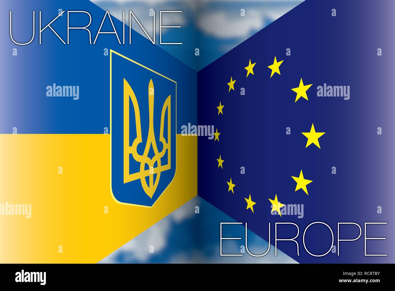 Ukraine versus European Union flags, vector illustration Stock Vector ...