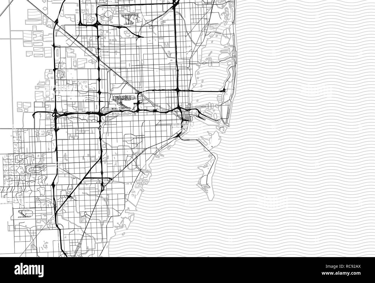 Area map of Miami, United States. This artmap of Miami contains ...