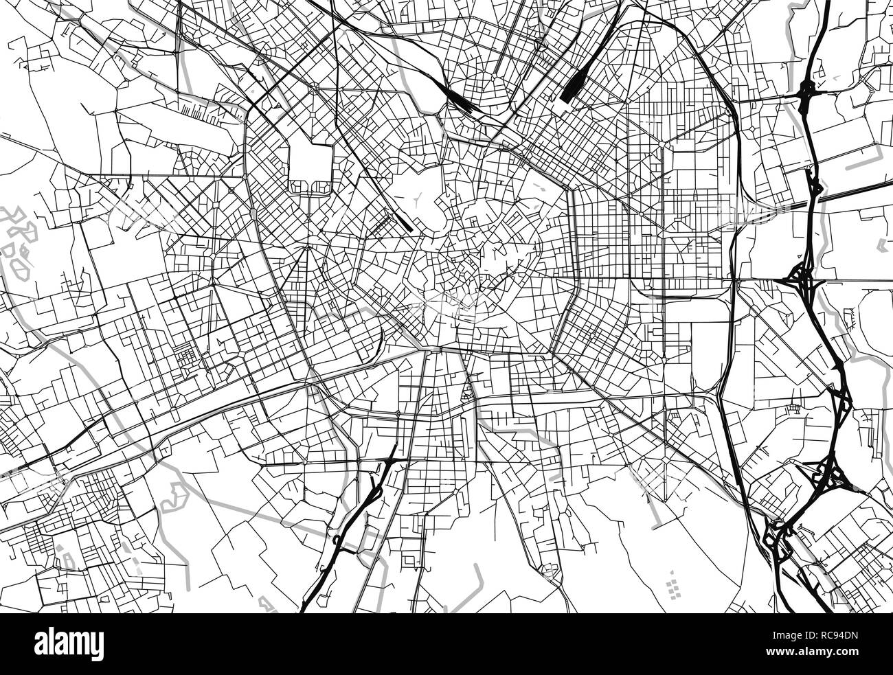 Area map of Milan, Italy. This artmap of Milan contains geography lines ...