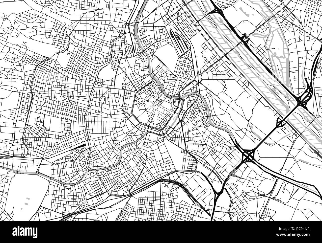 Area map of Vienna, Austria. This artmap of Vienna contains geography ...
