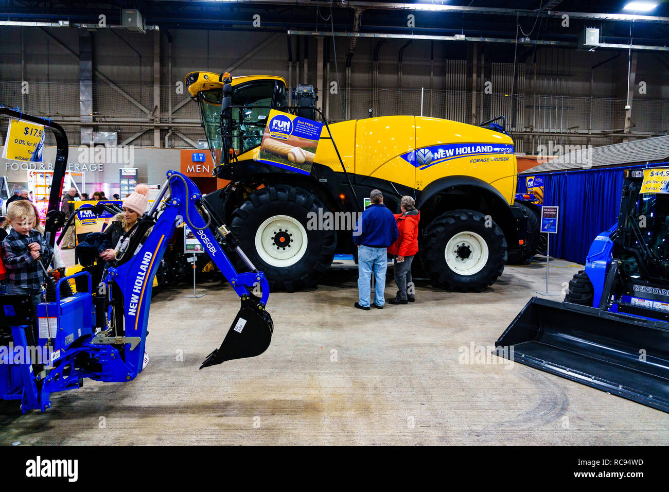 Harrisburg, PA, USA - January 9, 2019: A variety of farm machinery and ...