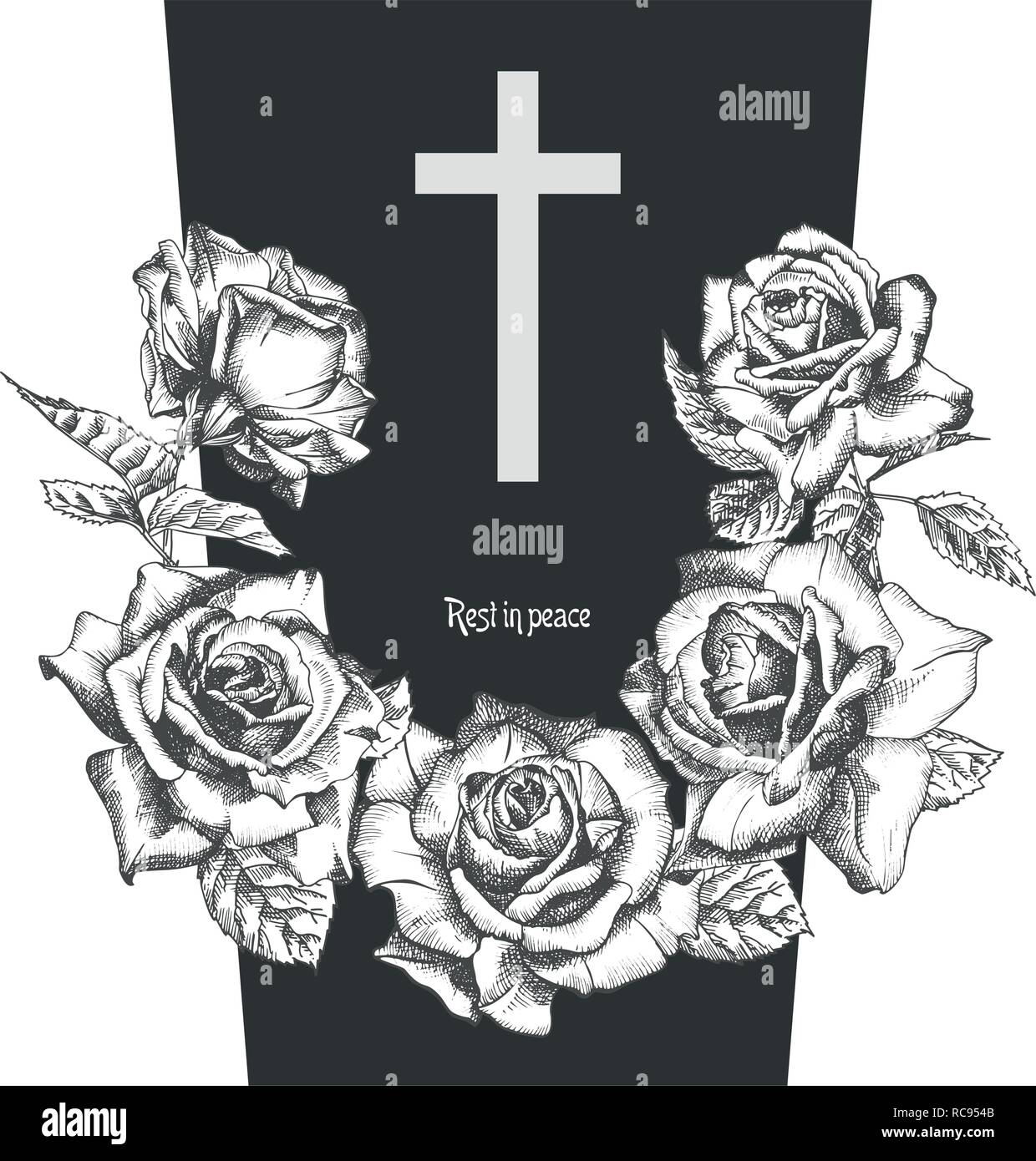 Cross Designs With Banner And Roses