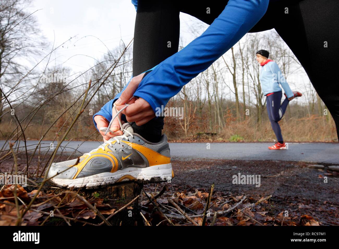 Female wind stretching hi-res stock photography and images - Alamy