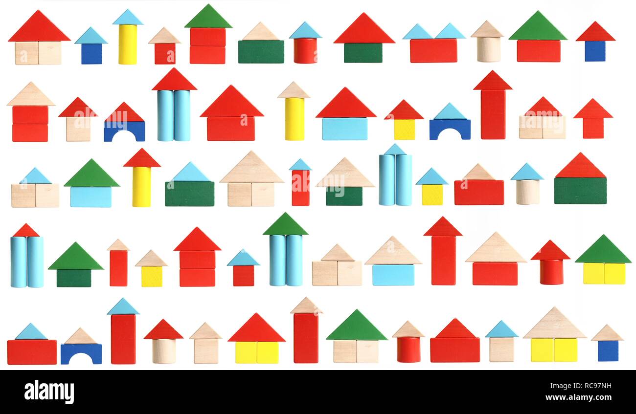 Many houses made of toy blocks, symbolic image living for in the city ...