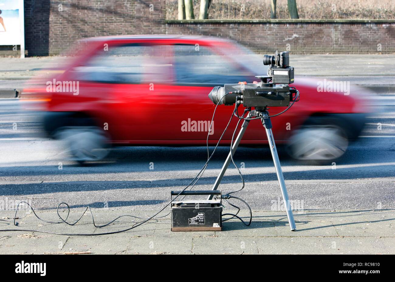 Radar speed equipment being used by the police, photocall, speed check ...