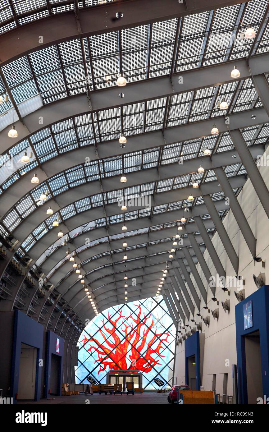 Solar roof in Messe Essen Exhibition Centre, roof of the connecting ...