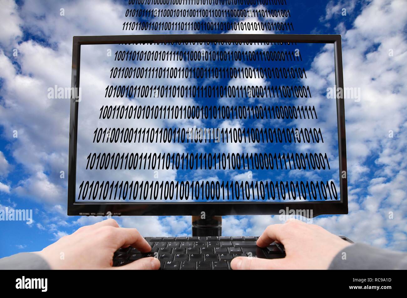 Computer, clouds, sky, symbolic image for cloud computing, cloud Stock ...