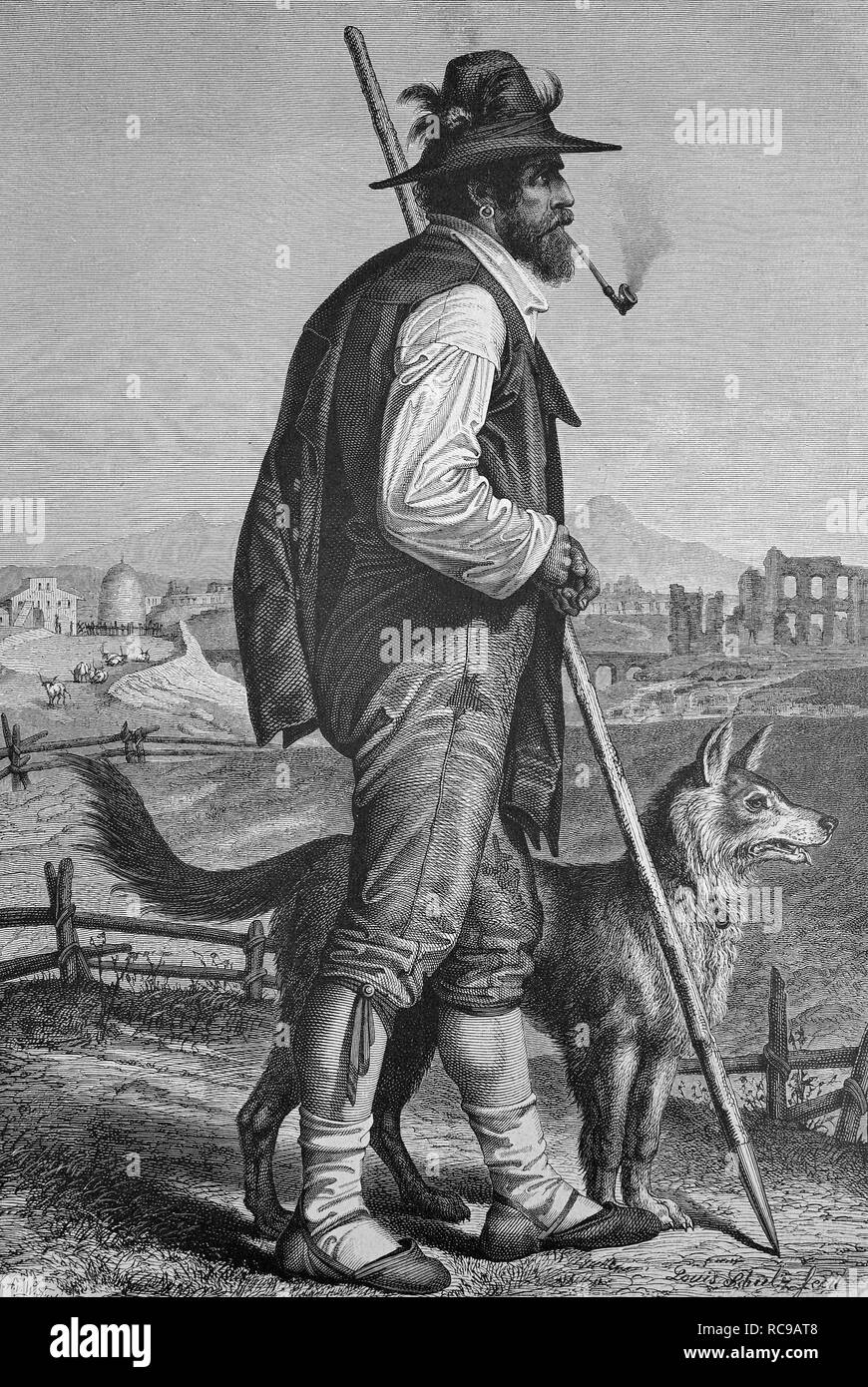 Shepherd herding his sheep Black and White Stock Photos & Images - Alamy