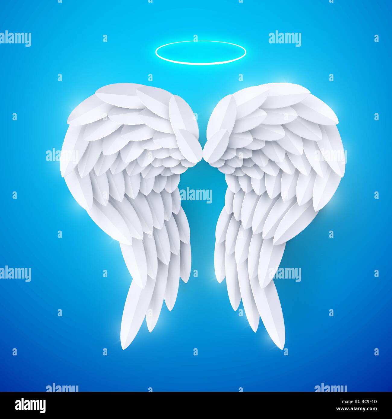 Vector 3d white realistic layered paper cut angel wings Stock Vector ...