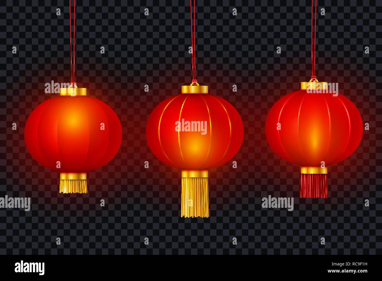 Vector Chinese red paper glowing lantern Stock Vector Image & Art - Alamy