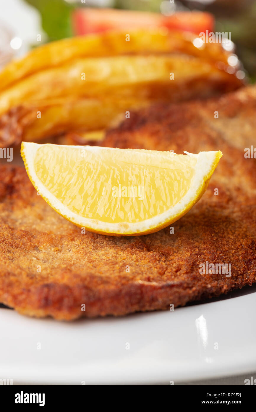 wiener schnitzel on a plate Stock Photo - Alamy
