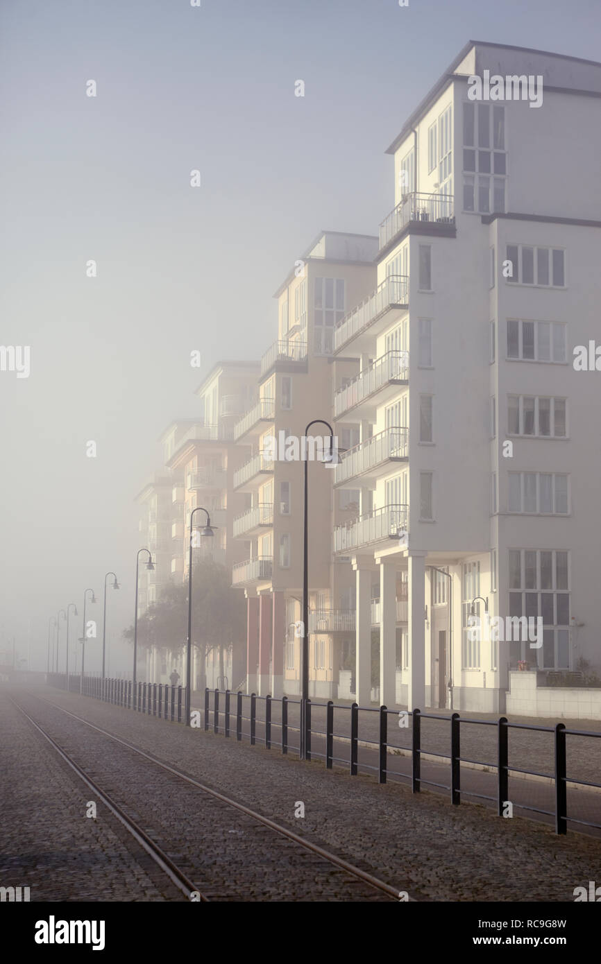 Buildings in fog Stock Photo - Alamy