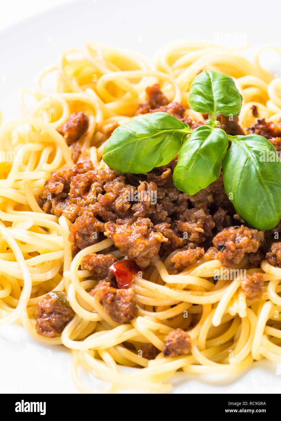 Spaghetti bolognese isolated Stock Photo - Alamy