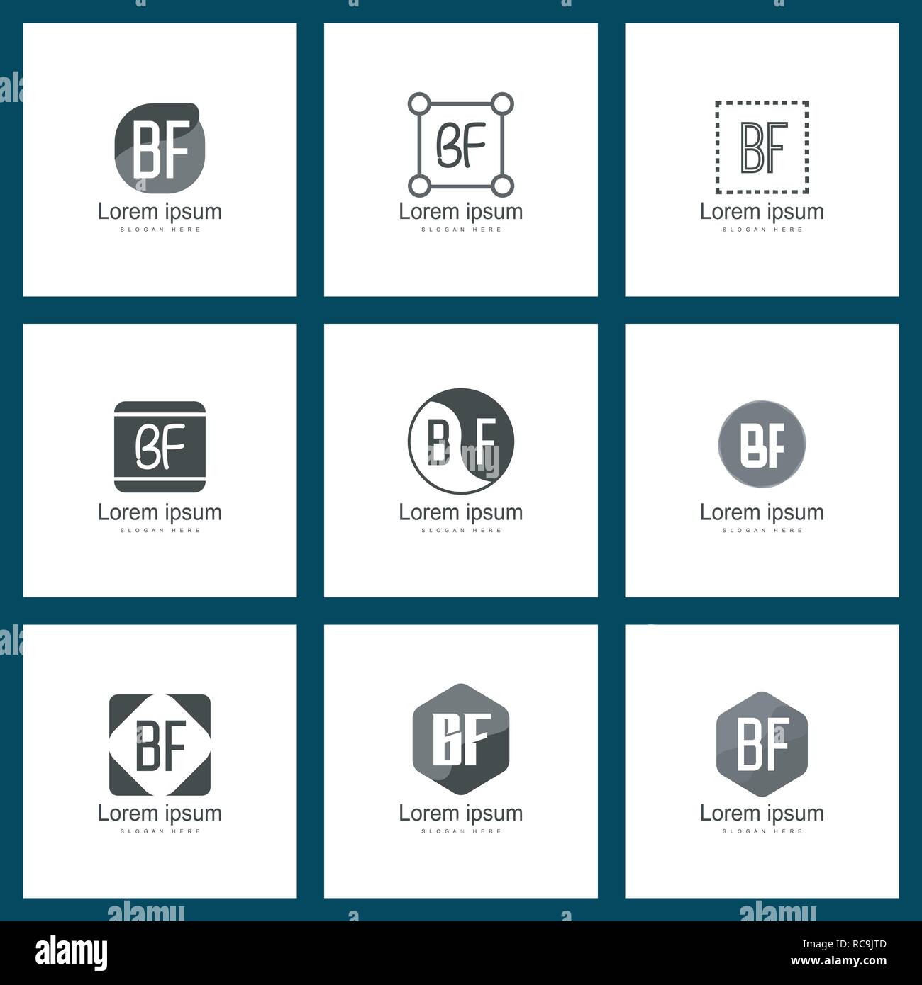 Set of letter logo. Initial BF Logo Template Vector Design Stock Vector ...