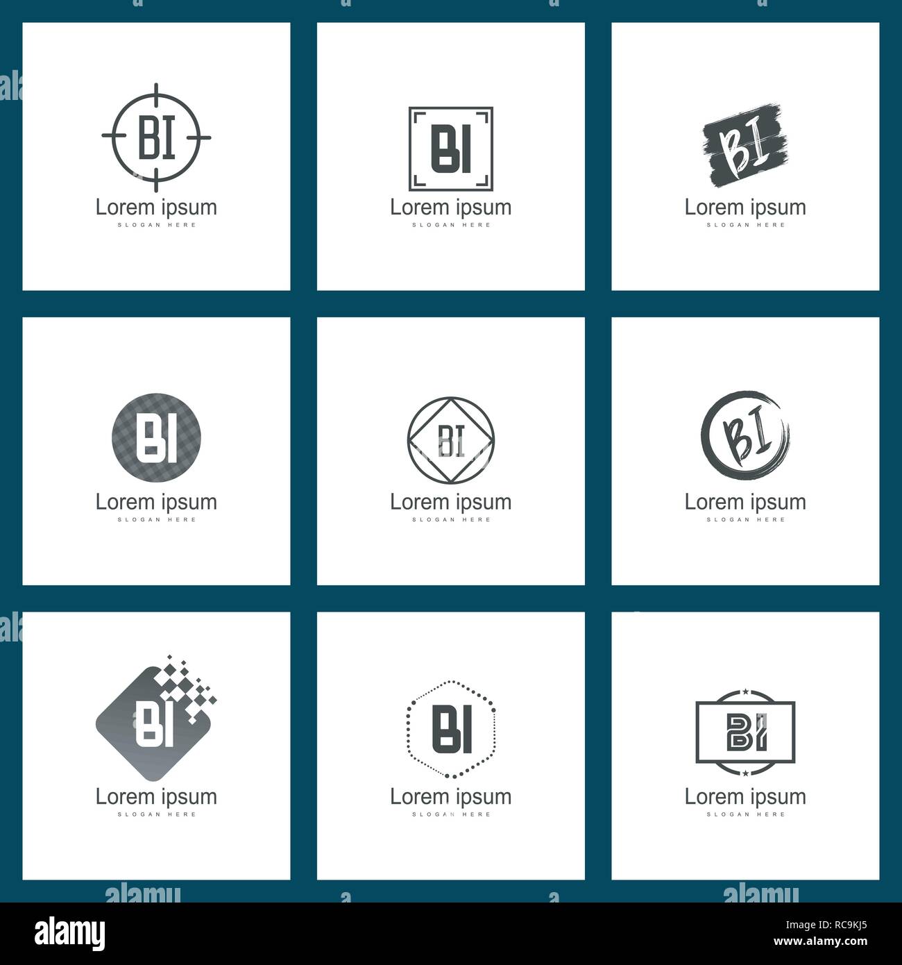 Set of letter logo. Initial BI Logo Template Vector Design Stock Vector ...