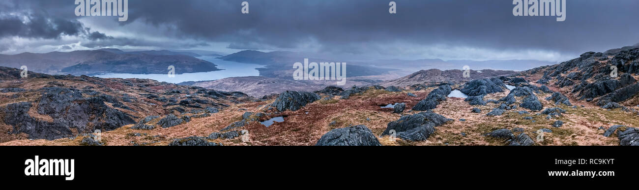 Panorama image of the scottish highlands during stormy weather Stock ...
