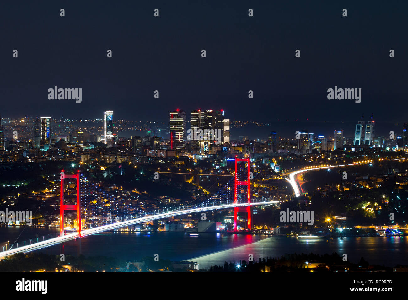 istanbul night landscape and bosphorus Stock Photo - Alamy