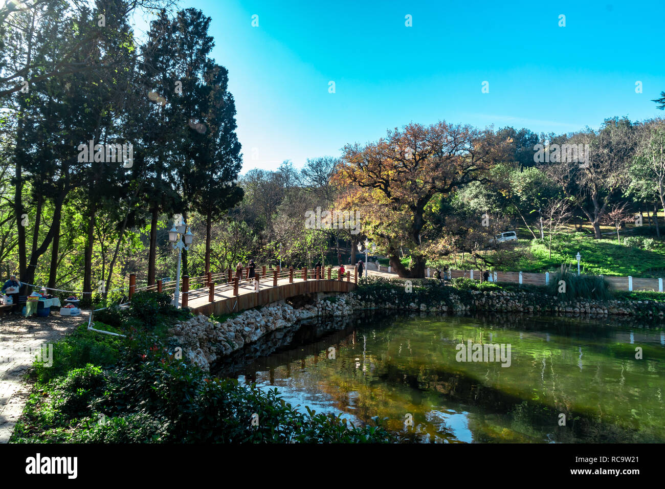 ISTANBUL, TURKEY - DEC 06, 2018 : Scenic autumn view with small lake ...