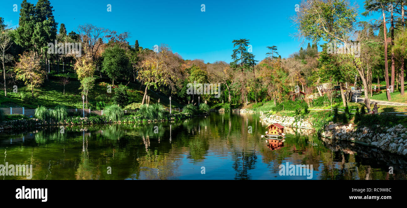 ISTANBUL, TURKEY - DEC 06, 2018 : Scenic autumn view with small lake ...