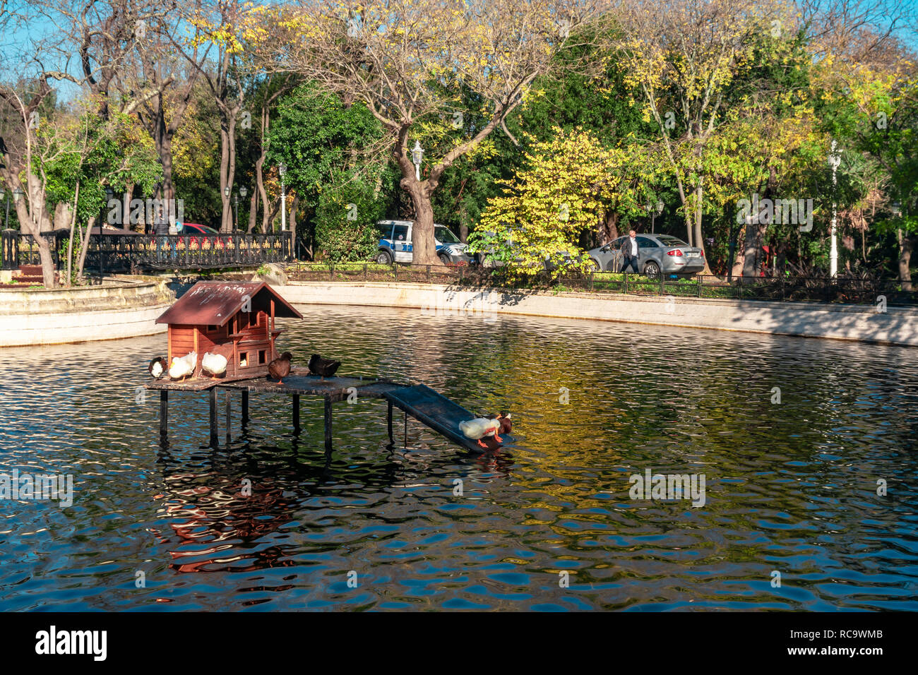 ISTANBUL, TURKEY - DEC 06, 2018 : Scenic autumn view with small lake ...
