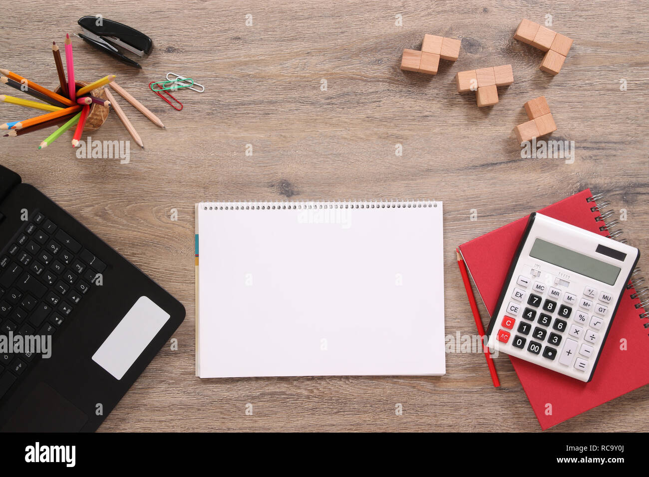 blank notebook on the office desk Stock Photo - Alamy