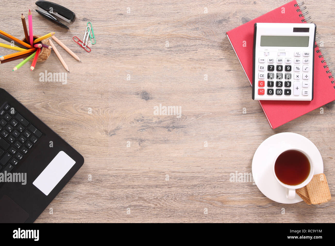 blank center of office desk background Stock Photo - Alamy