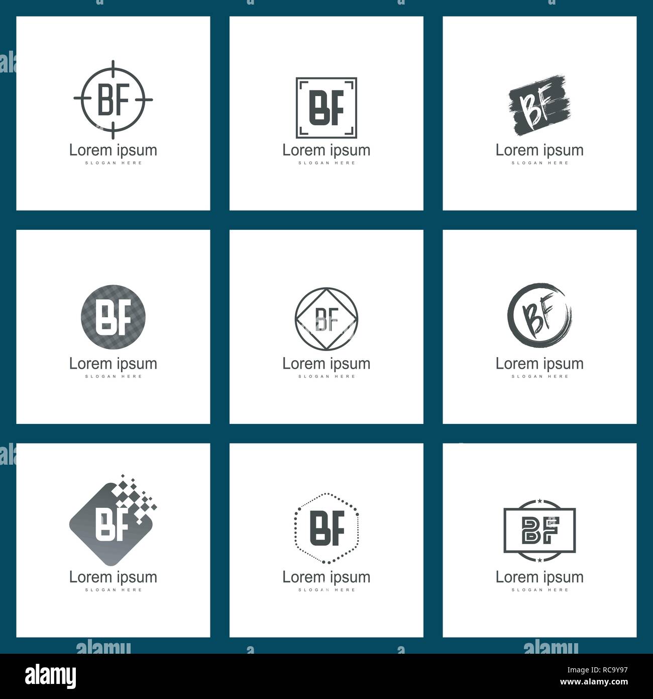 Set of letter logo. Initial BF Logo Template Vector Design Stock Vector ...