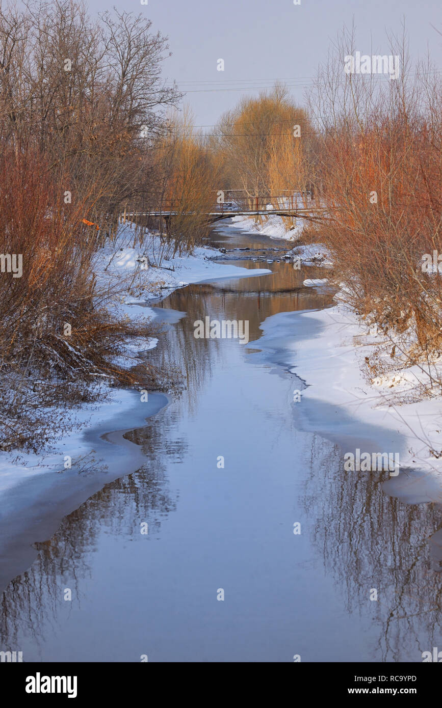 winter landscape with frozen river Stock Photo - Alamy