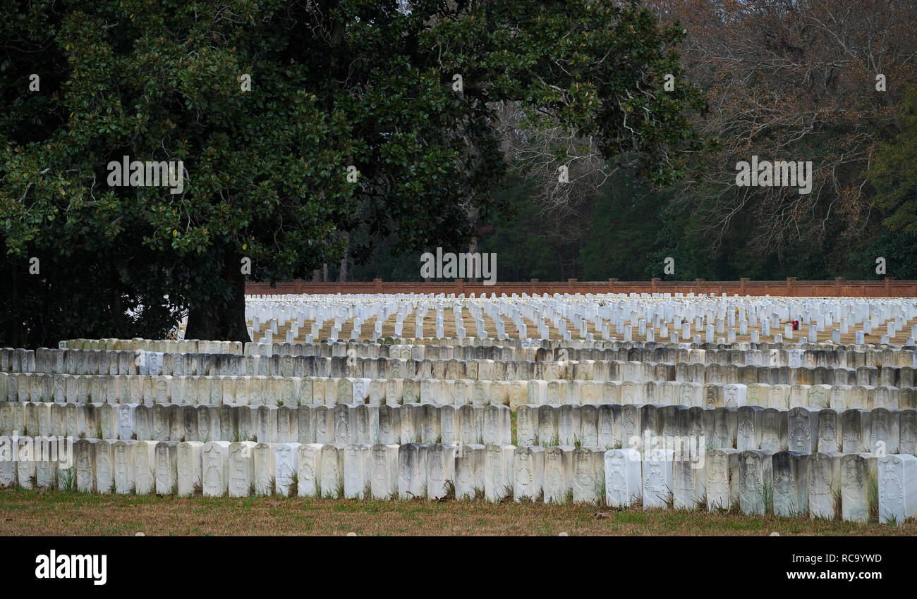 Grave markers at the Andersonville National Cemetery at the ...