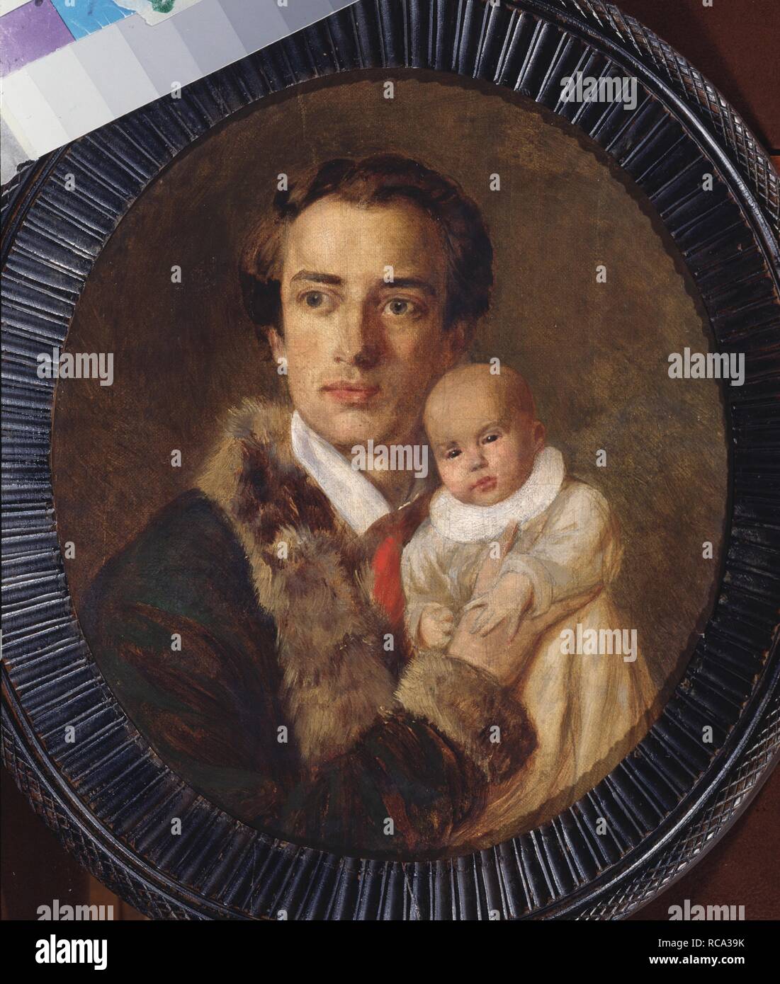 Portrait of the author Alexander Herzen (1812-1870) with the son ...