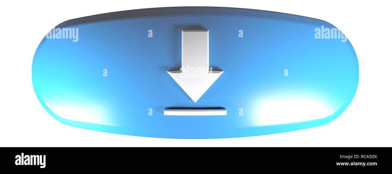 Blue rounded rectangle DOWNLOAD - 3D rendering illustration Stock Photo ...