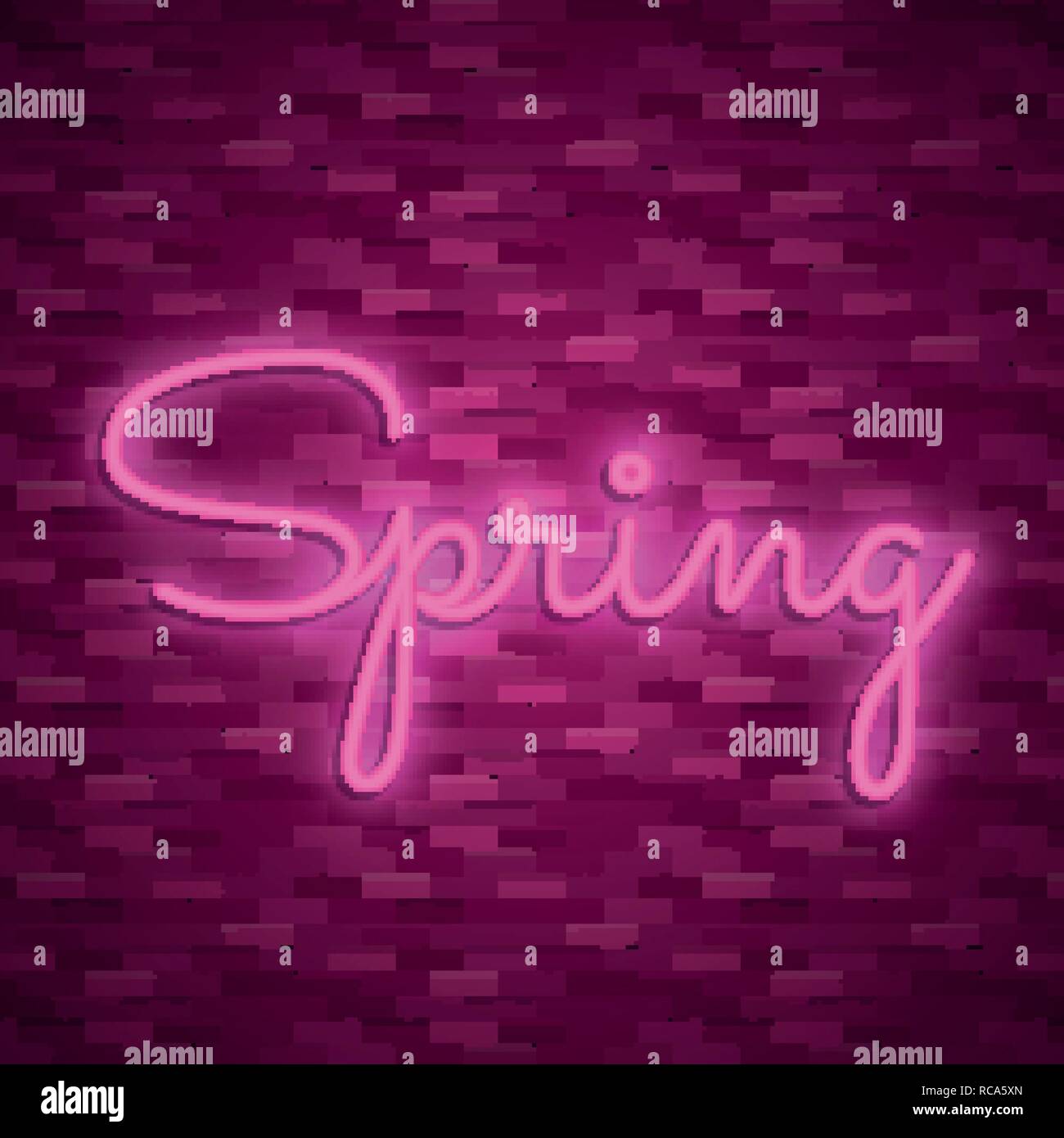 Neon banner spring. Stock vector. Poster for spring party Stock Vector ...