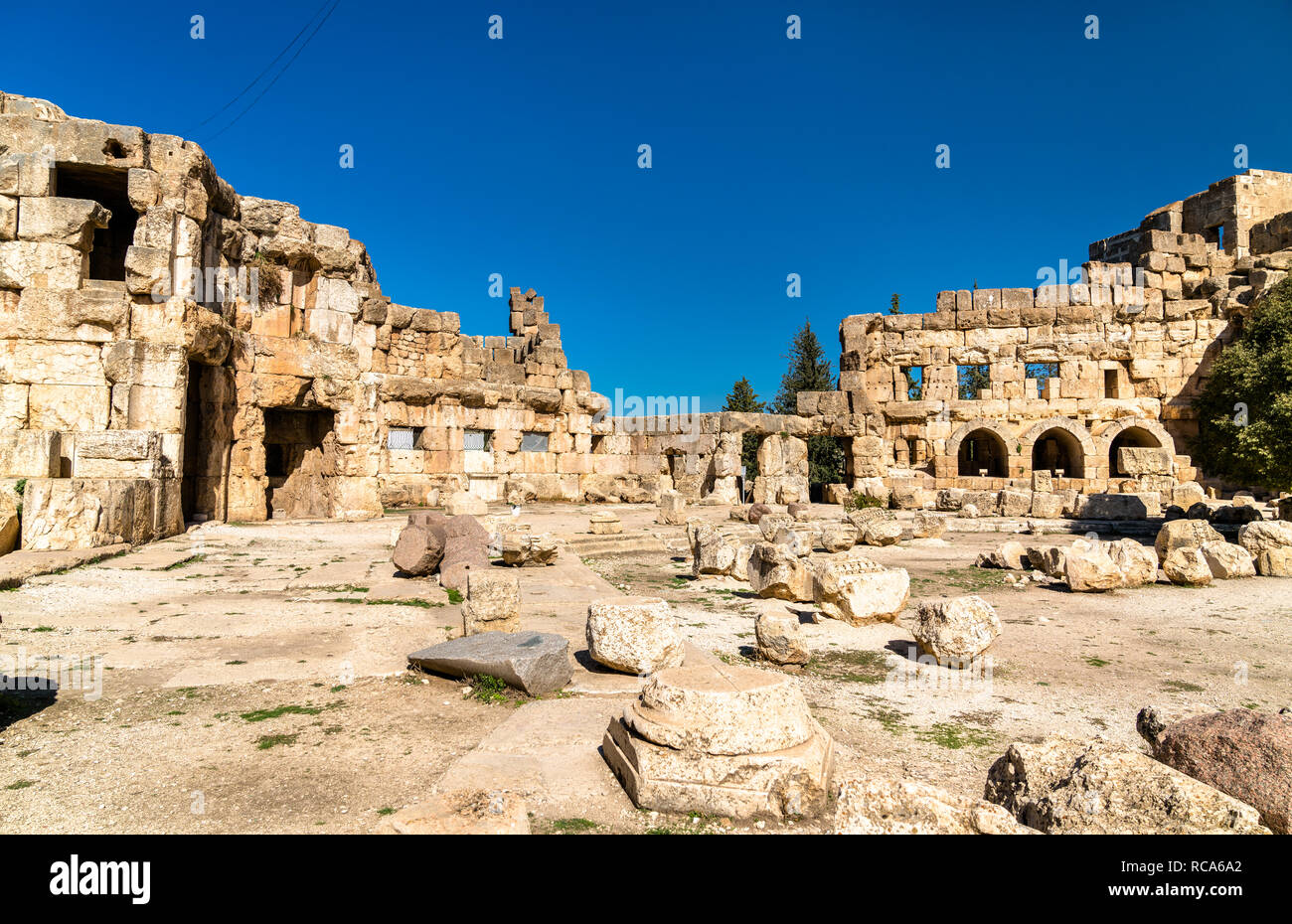 Hexagonal Court of the Temple of Jupiter at Baalbek, Lebanon Stock ...
