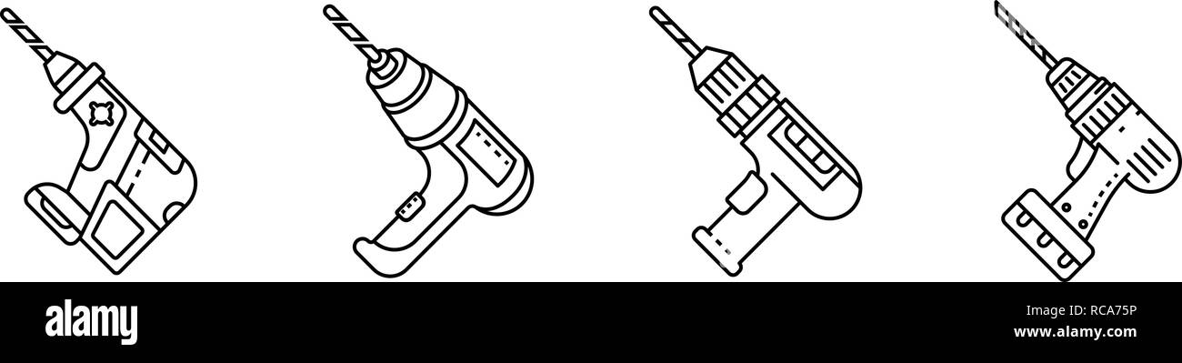 Drilling machine icons set, outline style Stock Vector Image & Art - Alamy