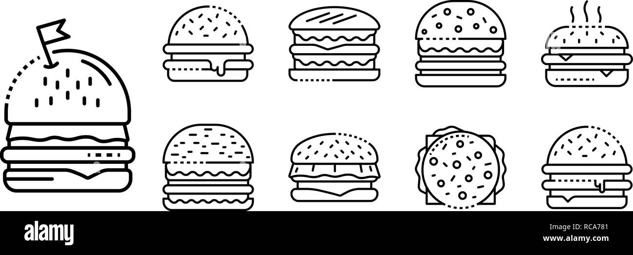 Burger icons set, outline style Stock Vector Image & Art - Alamy