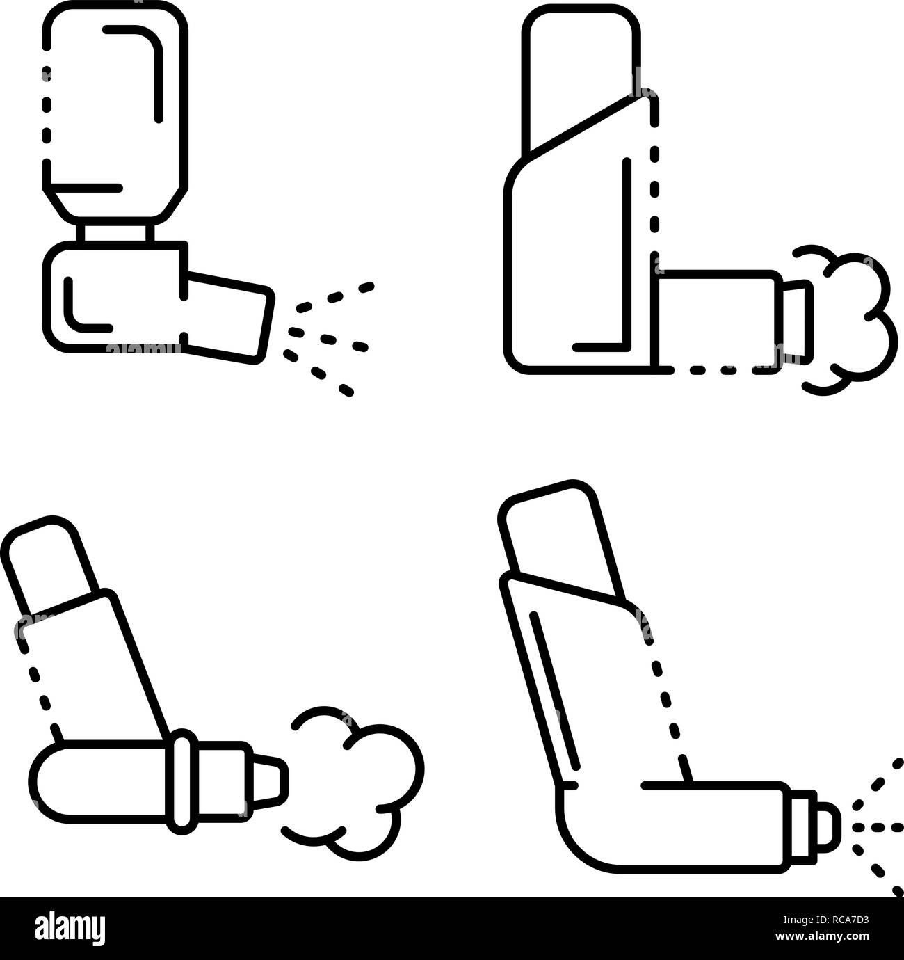 Inhaler icons set, outline style Stock Vector Image & Art - Alamy