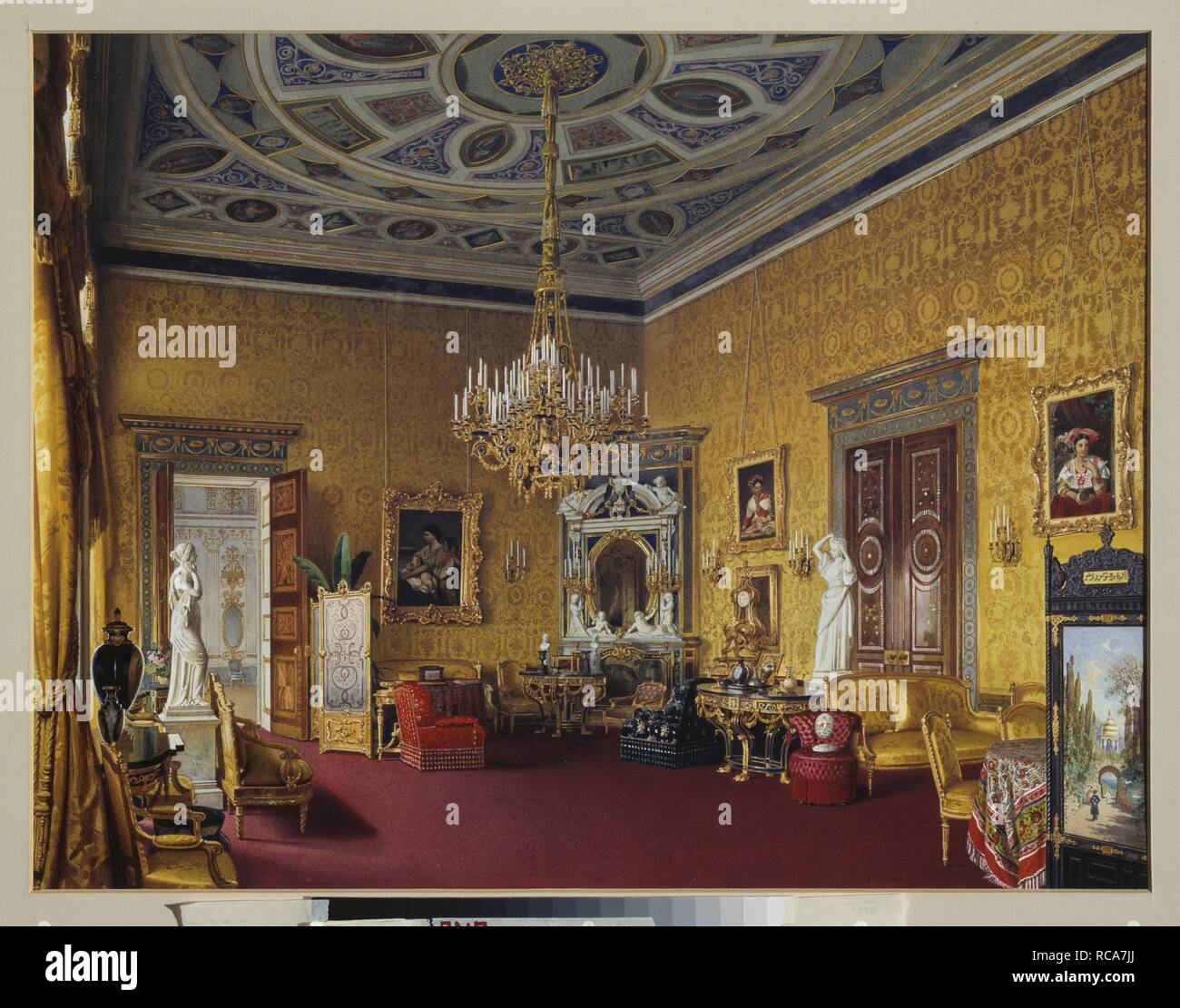 The Lyons Hall (Yellow Drawing Room) of the Great Palace in Tsarskoye ...