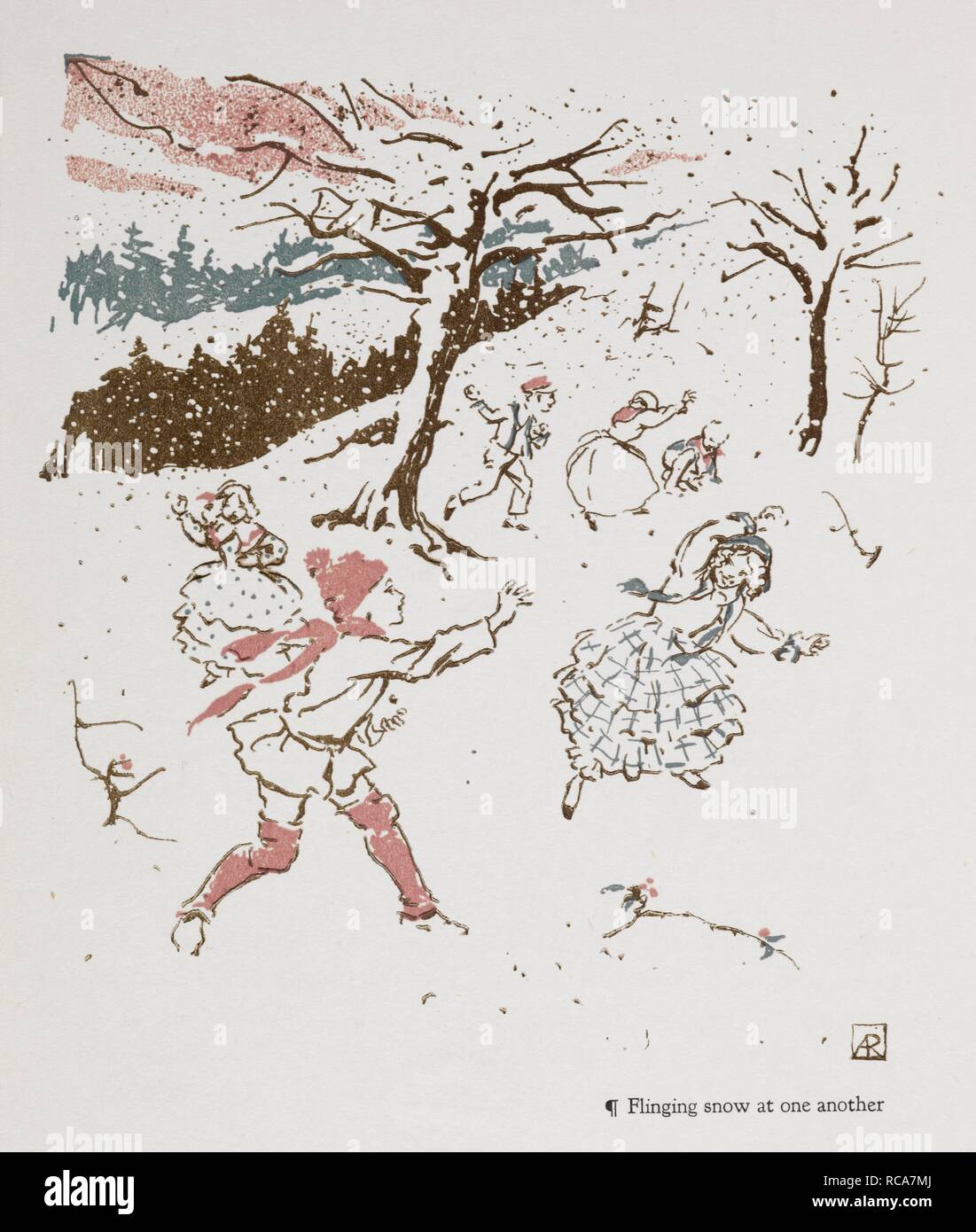 Children throwing snowballs from The Paradise of Children. Hawthorne's ...