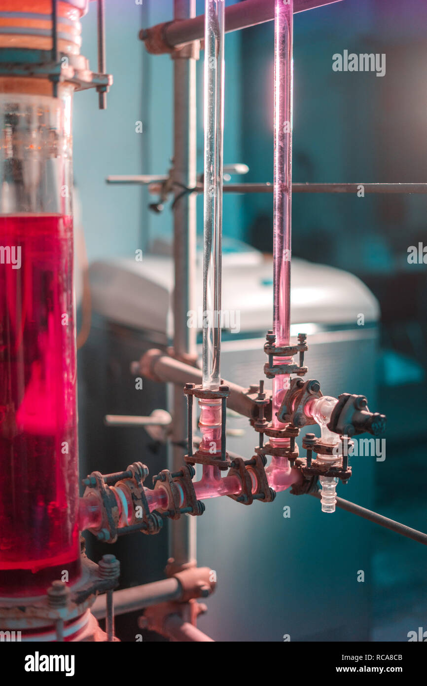 Biotechnology laboratory with reactors and microalgae cultivation Stock ...