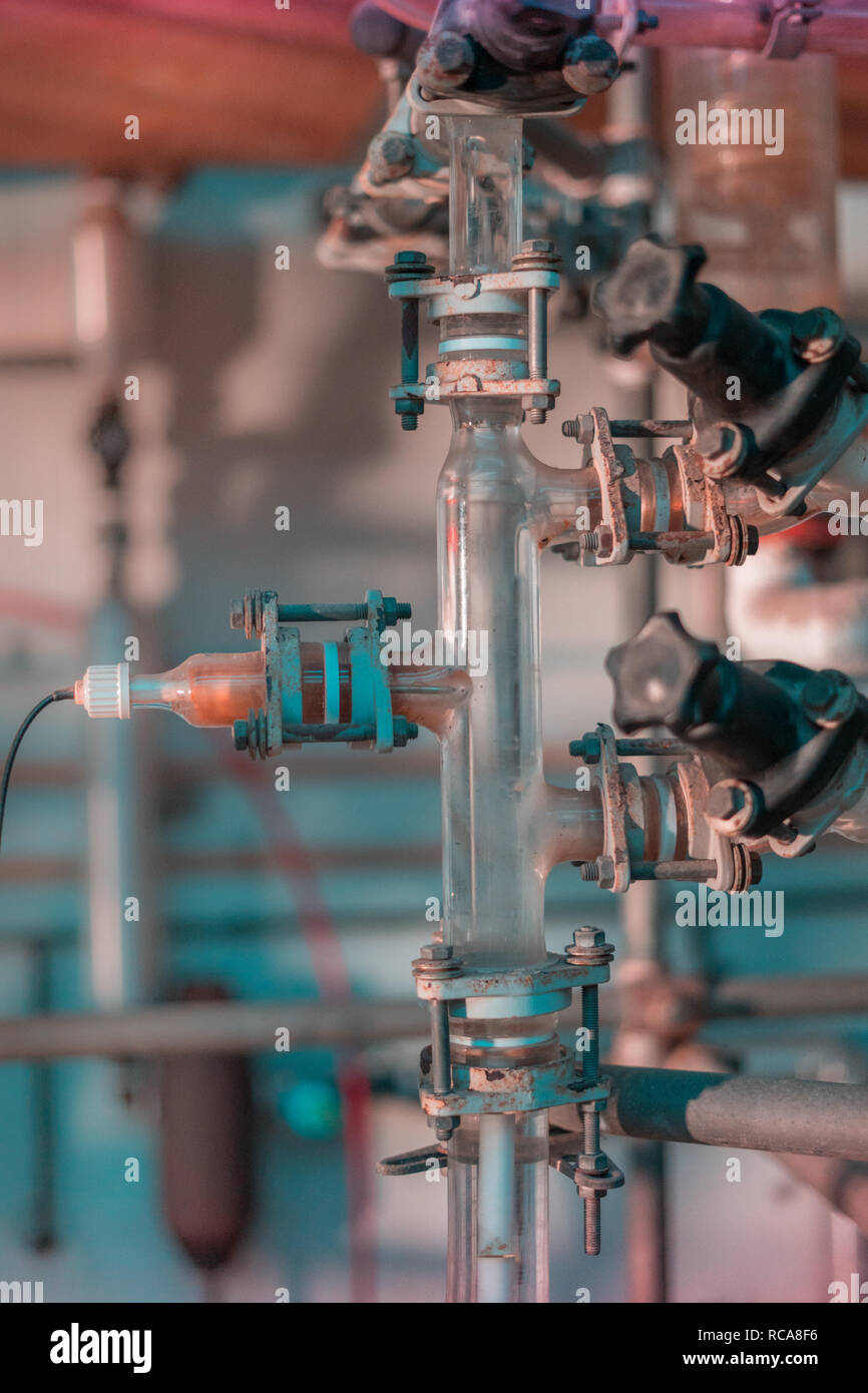 Biotechnology laboratory with reactors and microalgae cultivation Stock ...