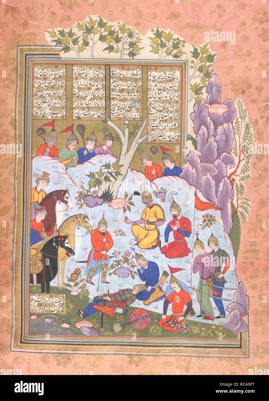 Anushirvan watching mourners lamenting the death of Nushzad, the ...